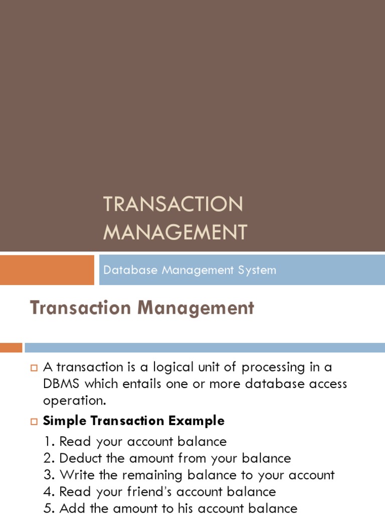 Transaction Management | PDF | Database Transaction | Databases
