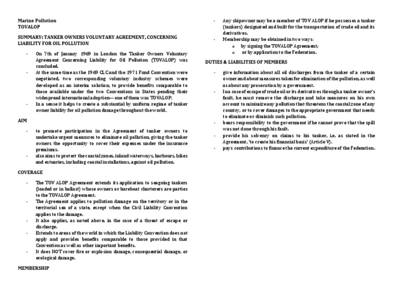 TOVALOP | PDF | Oil Tanker | Oil Spill