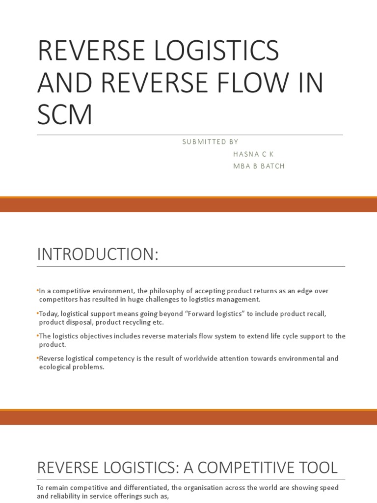 Reverse Logistics and Reverse Flow in SCM | PDF | Logistics | Supply Chain