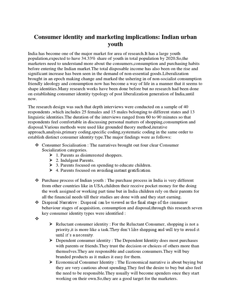 Consumer Identity and Marketing Implications New | PDF | Consumption ...