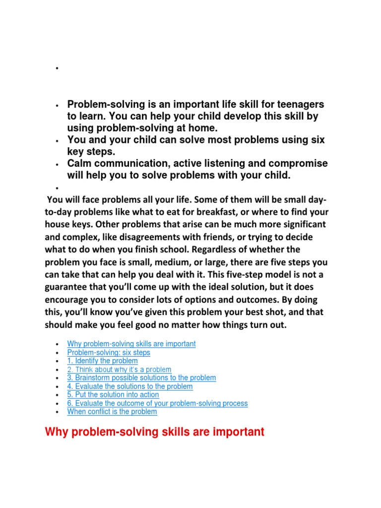 Why Problem-Solving Skills Are Important | PDF | Behavioural Sciences ...