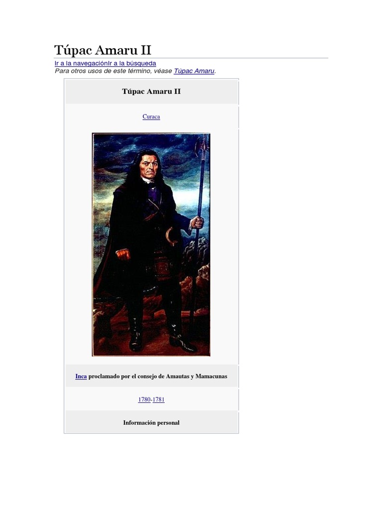 Túpac Amaru II | PDF | Viajes y turismo | Historia