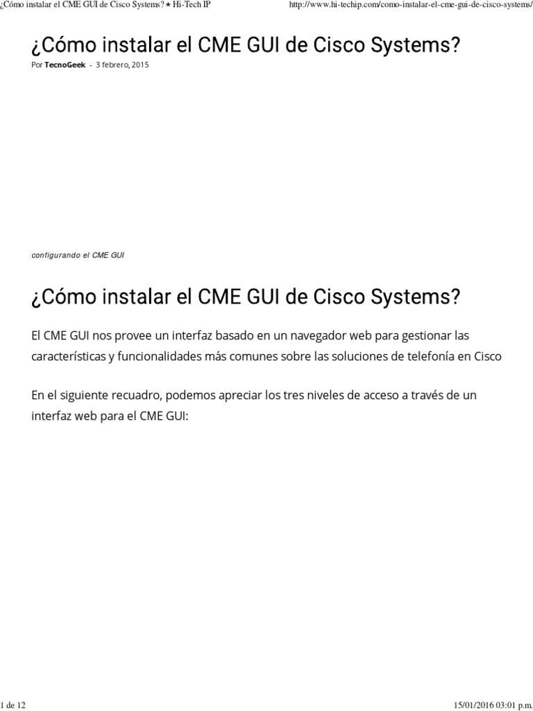 Como Instalar El CME GUI de Cisco Systems | PDF | Dirección IP ...