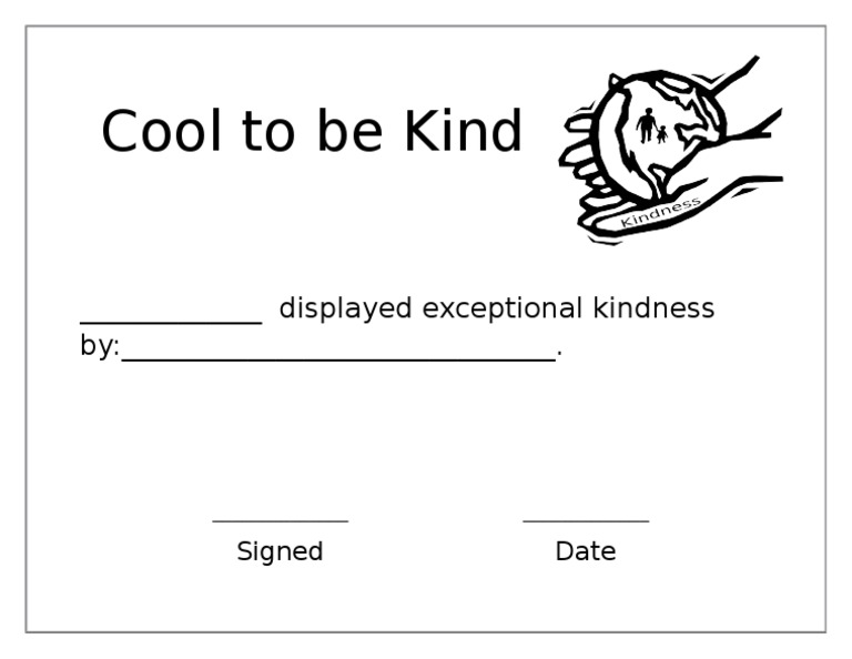 Kindness Certificate Editable | PDF