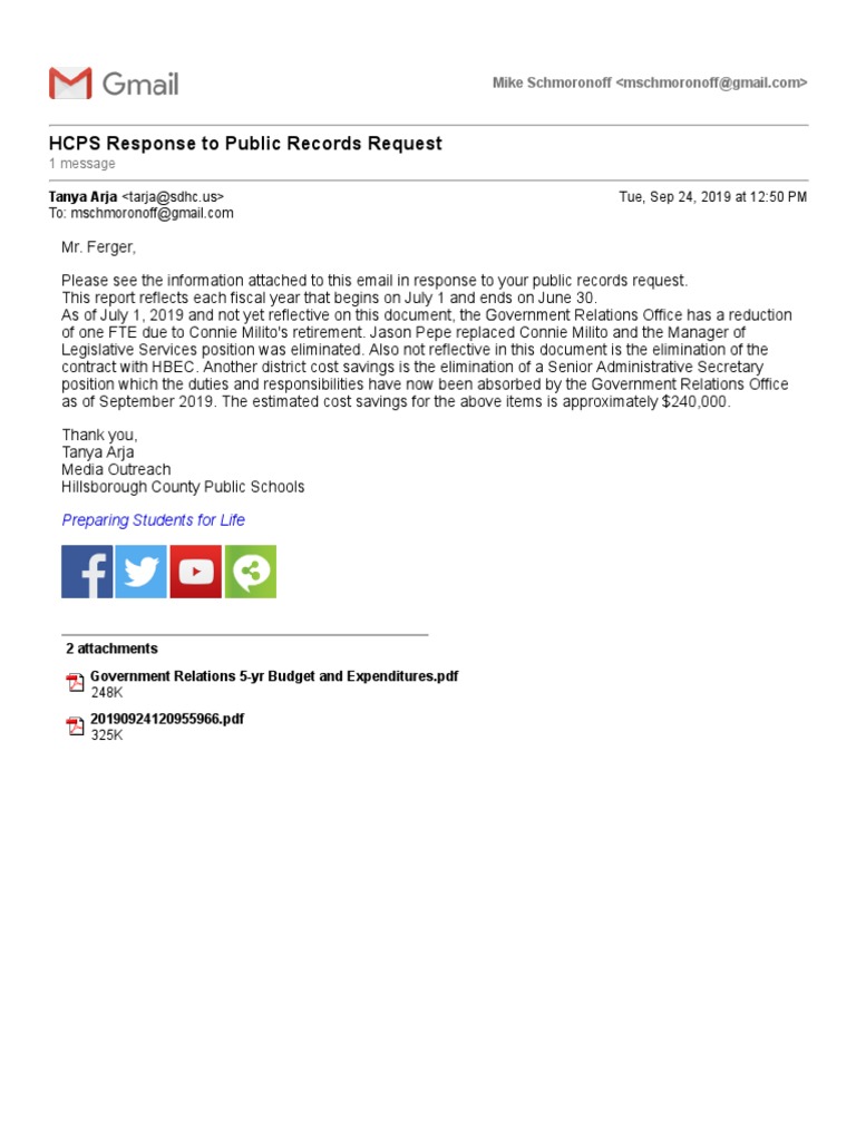 HCPS Public Records Response Summary | PDF | Politics