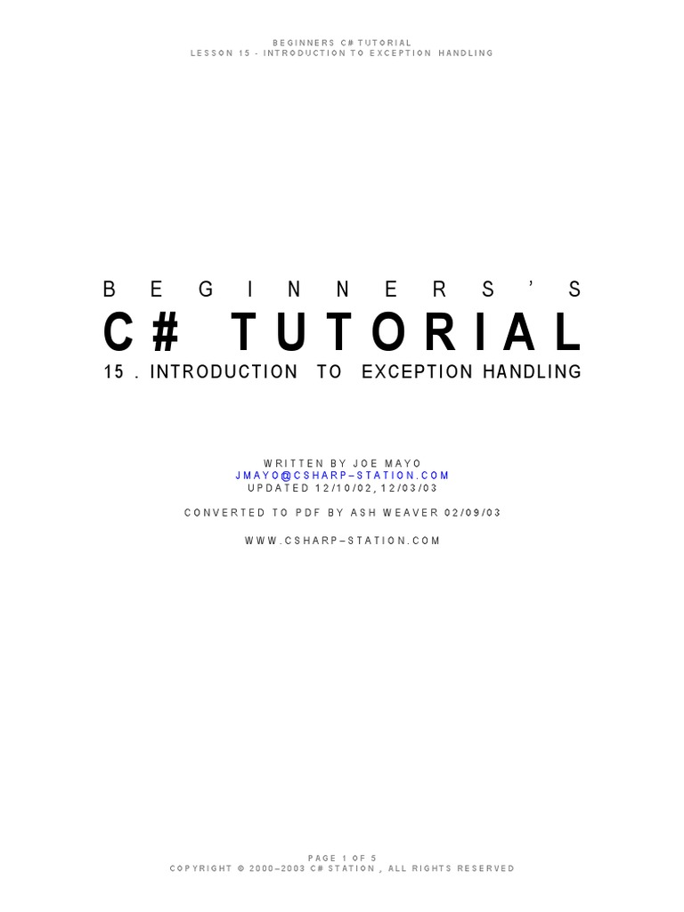 Lesson15 Pdf Pdf C Sharp Programming Language C Programming Language