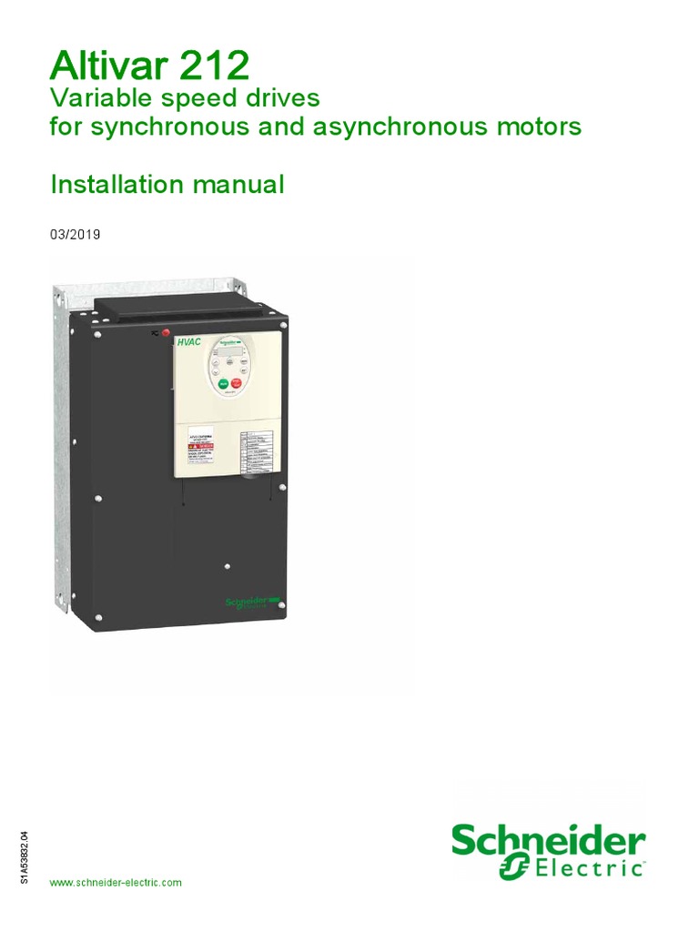 Altivar 212: Variable Speed Drives For Synchronous and Asynchronous Motors Installation Manual ...
