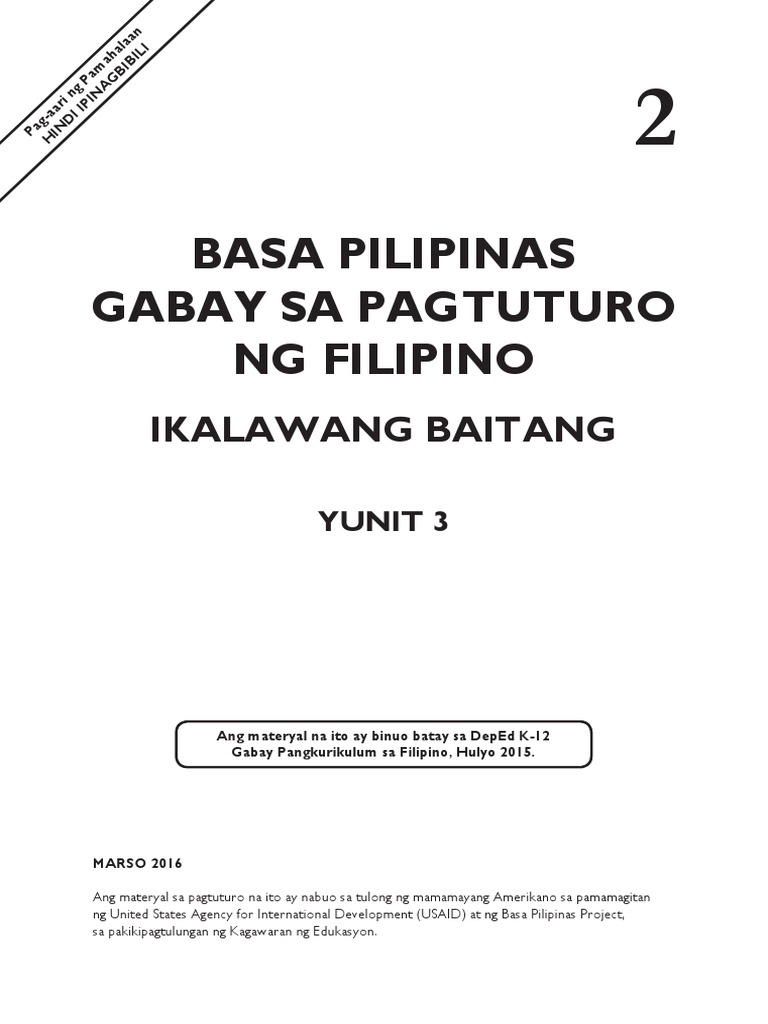 2016 03 31 Basa Pilipinas Quarter 3 Grade 2 Filipino Teacher's Guide | PDF