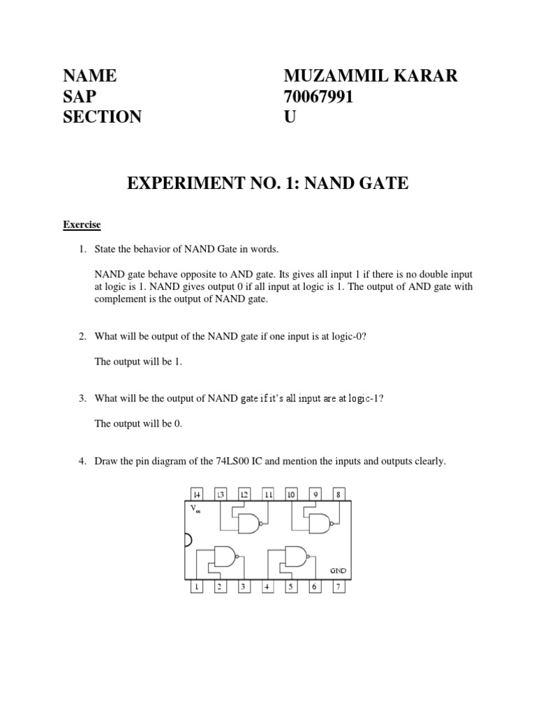 NAND Gate Behavior and Timing Diagram | PDF | Logic Gate | Boolean Algebra