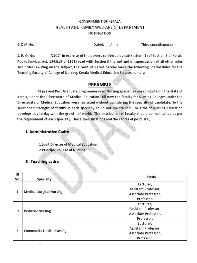 Health and Family Welfare (C) Department: Preamble | PDF | Lecturer ...