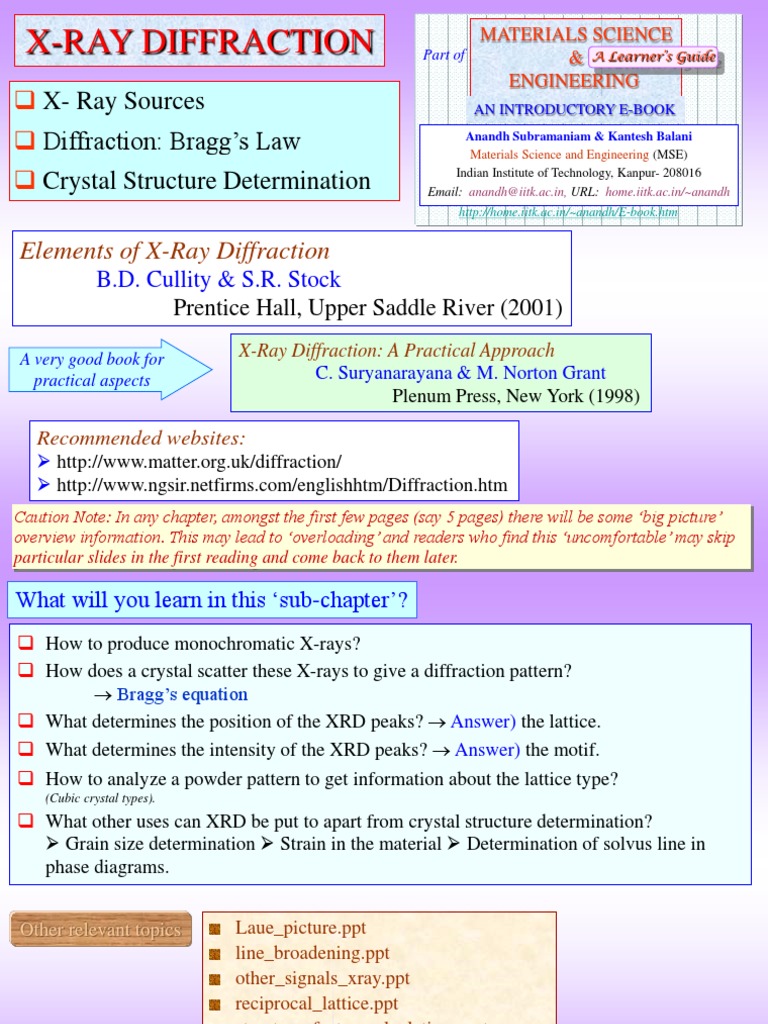Chapter 3c X Ray Diffraction | PDF | X Ray Crystallography | Diffraction