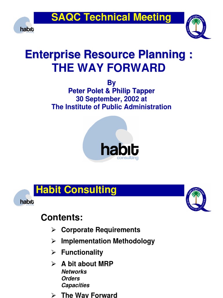 ERP - The Way Forward by Habit Consulting | PDF