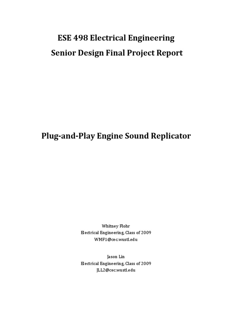 ESE 498 Electrical Engineering Senior Design Final Project Report | Download Free PDF ...