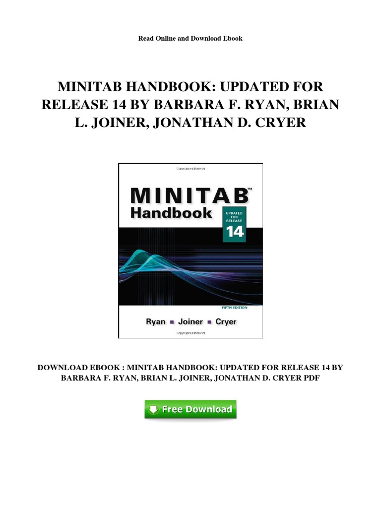 Minitab Handbook Updated For Release 14 by Barbara F Ryan Brian L ...