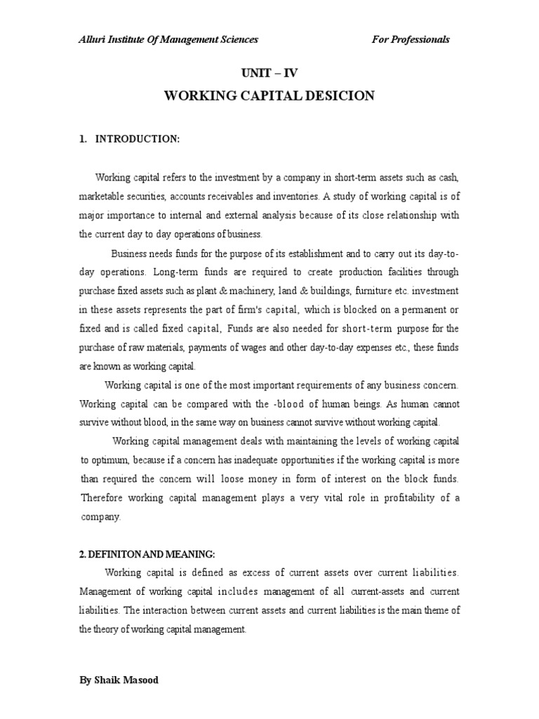 Understanding Working Capital Management: An Analysis of the Key ...