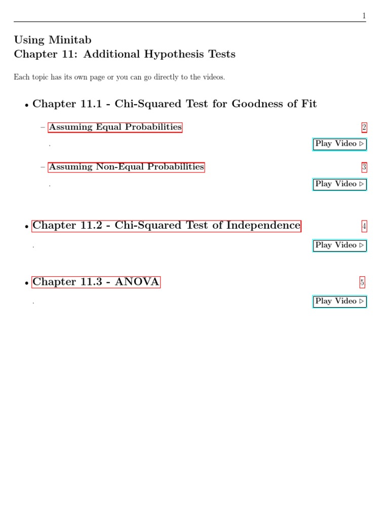 Minitab Chapter 11 Hypothesis Tests Guide | PDF | P Value | Goodness Of Fit