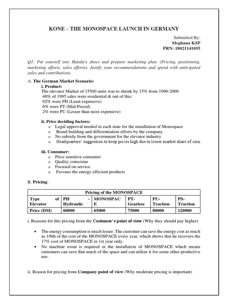 KONE Case Analysis - 18021141055 | PDF | Pricing | Elevator