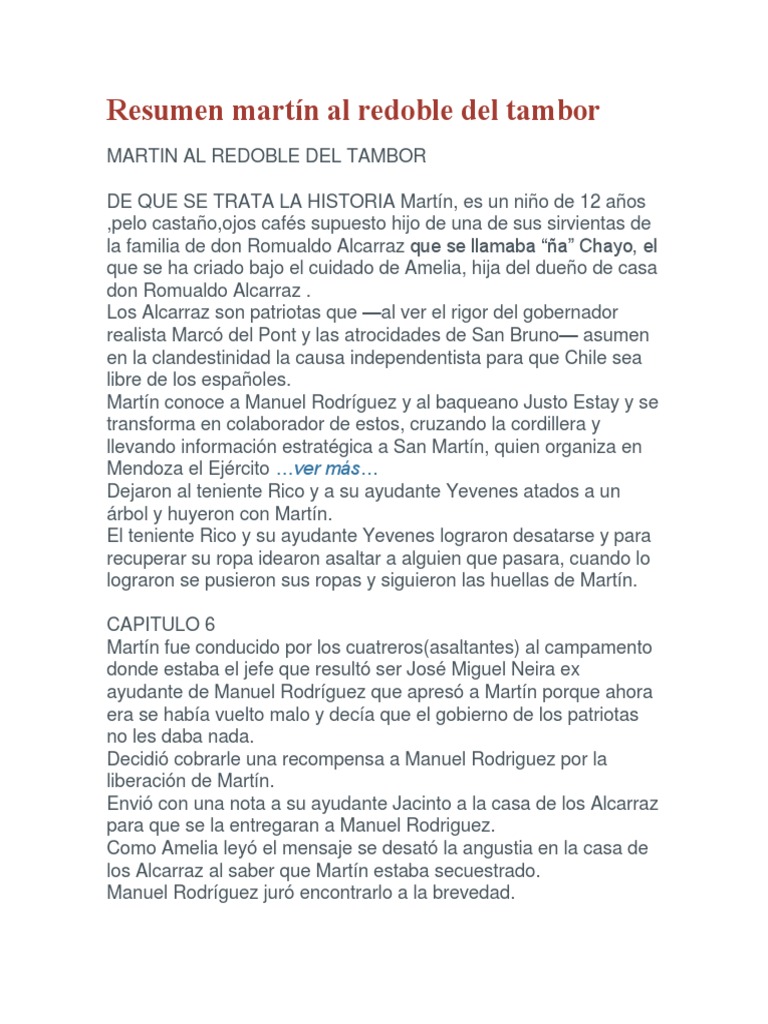 Resumen Martín Al Redoble Del Tambor | PDF | Novela negra, policíaca y ...