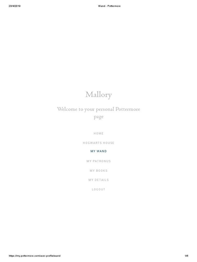 Mallory Wand - Pottermore | Download Free PDF | Harry Potter