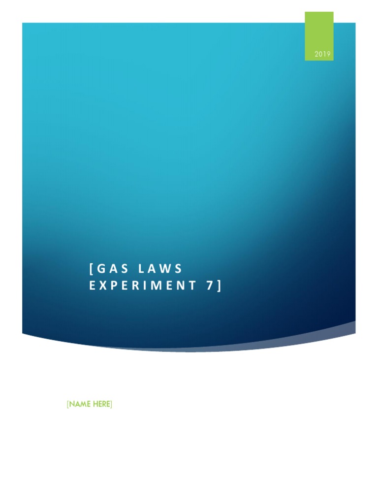 (Gas Laws Experiment 7) : (Name Here) | PDF | Pressure | Gases