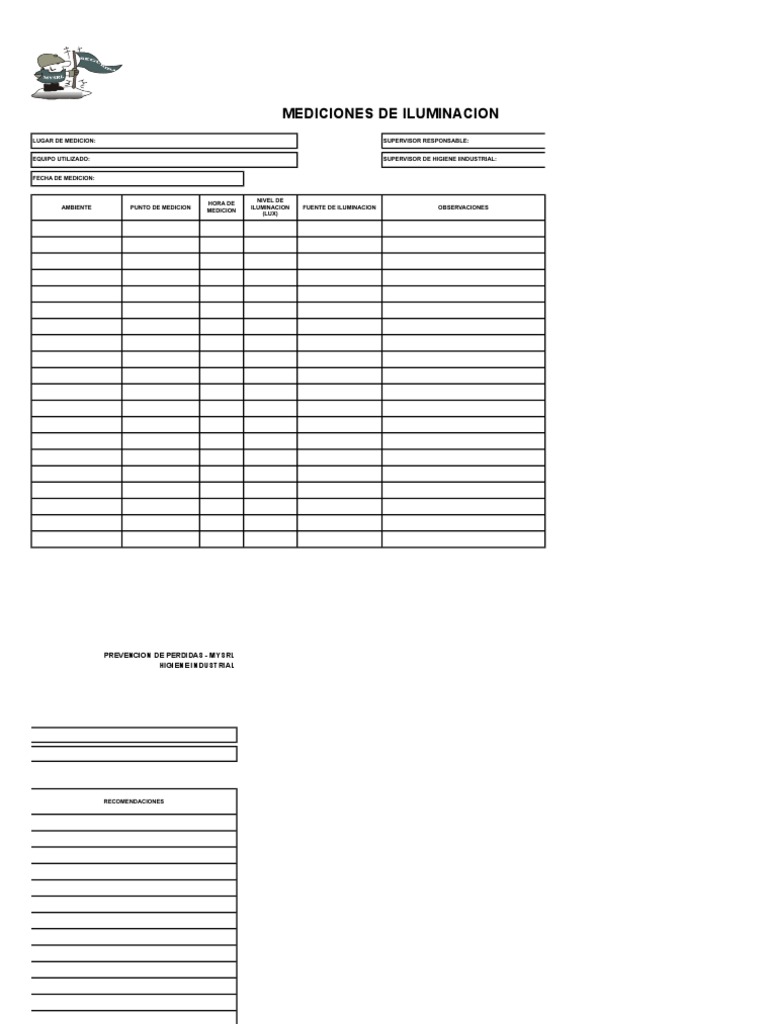 Formato Mediciones de Iluminacion | PDF