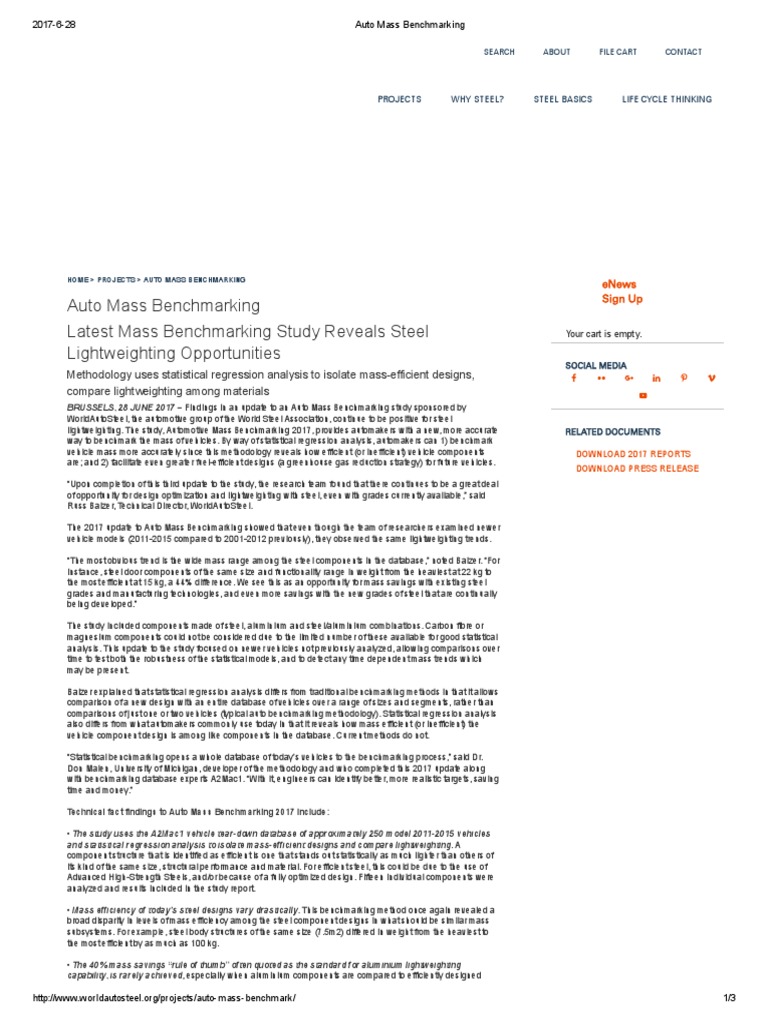 Auto Mass Benchmarking | PDF | Benchmarking | Statistics