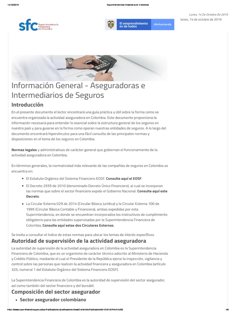 Superintendencia Financiera de Colombia | PDF | Reaseguro | Seguro