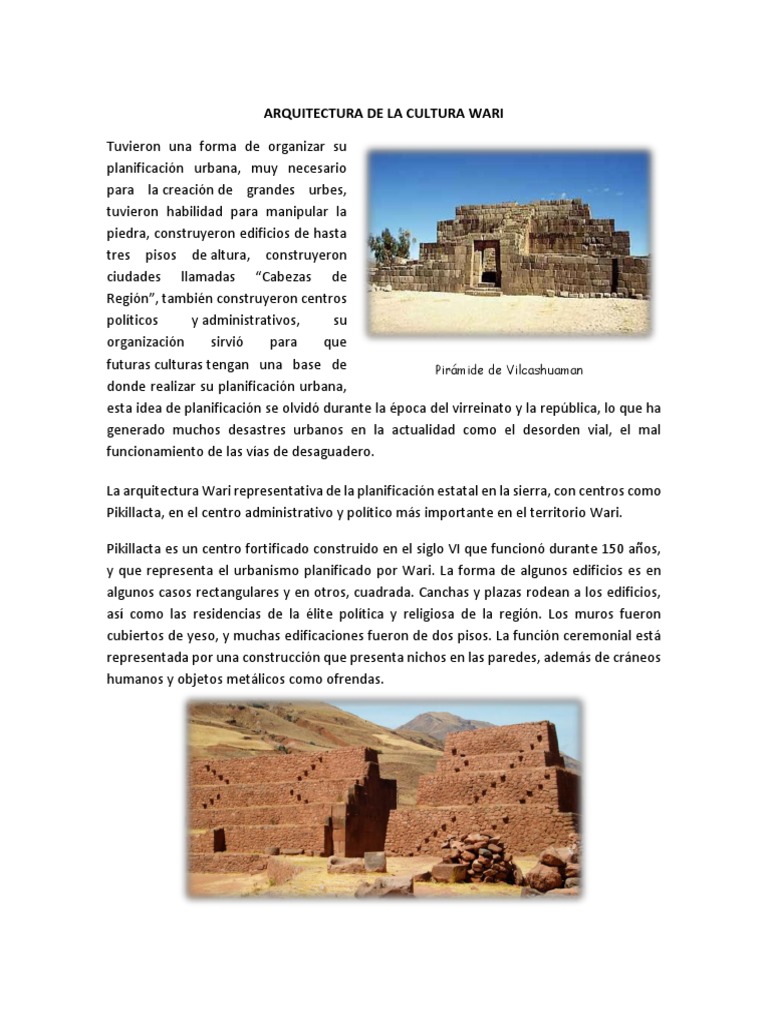 Arquitectura de La Cultura Wari | Arqueología | Cultura (general)