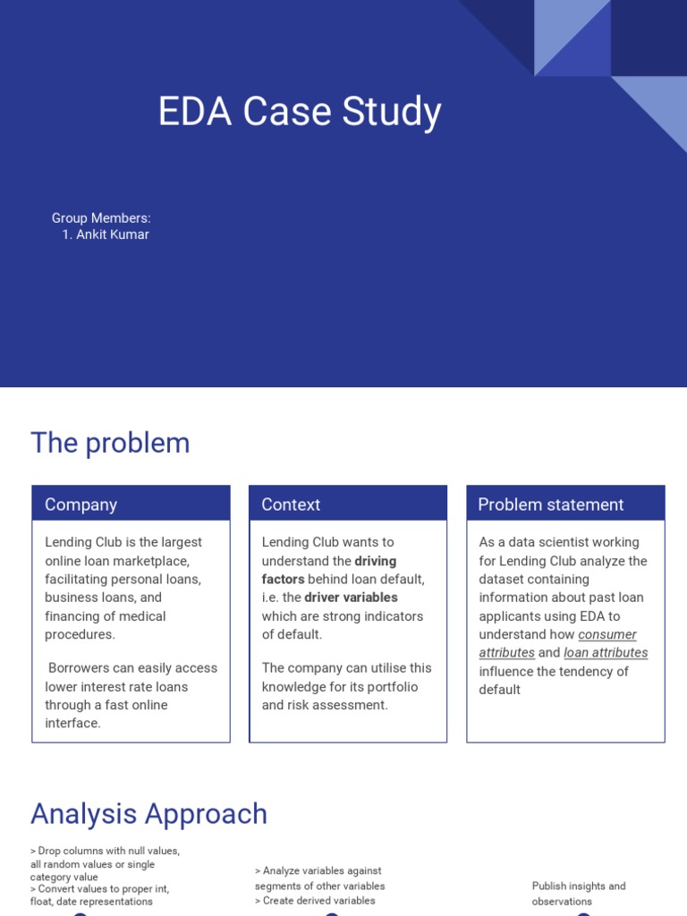 EDA Case Study: Understanding Loan Default Drivers at Lending Club | PDF | Lending Club | Loans