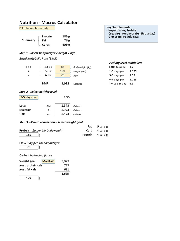 CrossFit Macro Calculator | Download Free PDF | Calorie | Determinants ...