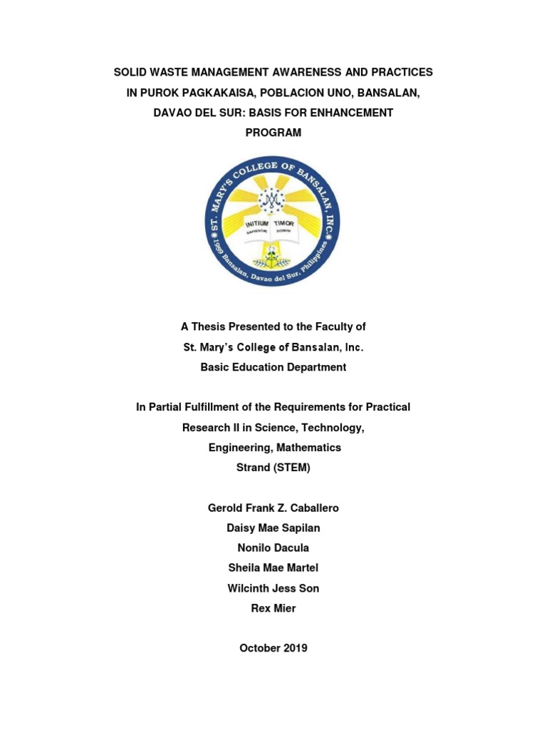 Chapter 1-2 Thesis GenSci SWM | PDF | Incineration | Waste