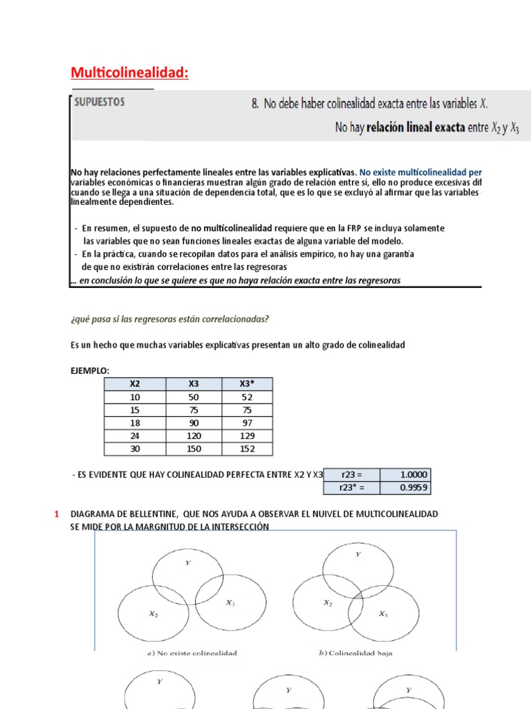 Multicolinealidad | PDF | Multicolinealidad | Mínimos cuadrados ordinarios