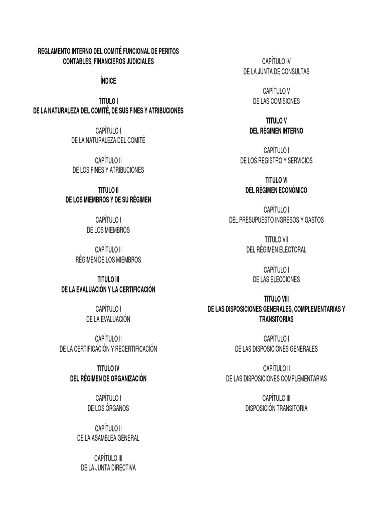 Reglamento Internodel Comite Funcionalde Peritos Contables CCPP | PDF | Contador | Junta Directiva