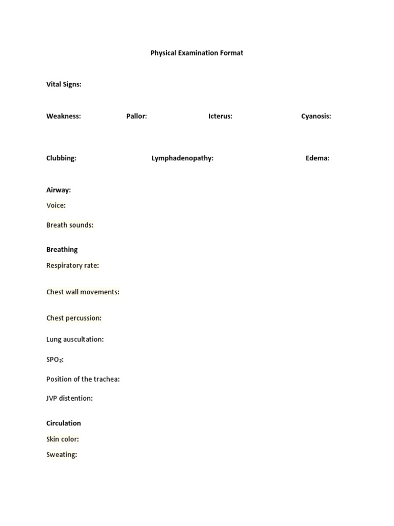 Physical Examination Format | PDF