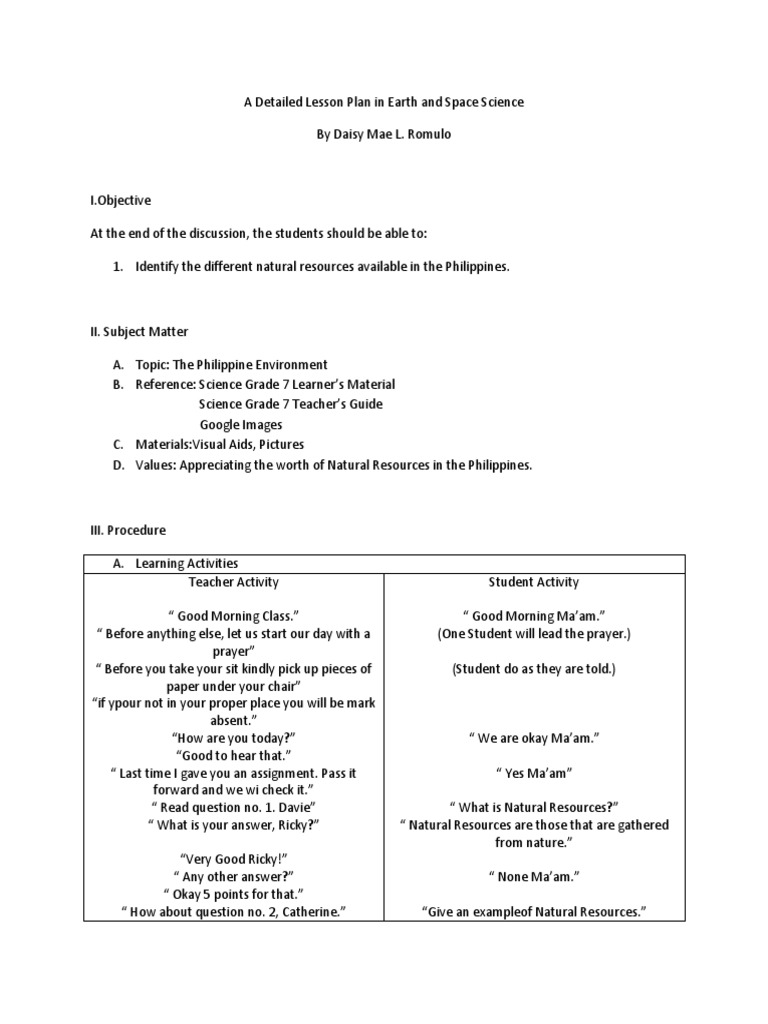 Grade 7 Earth and Space Science Plan | PDF