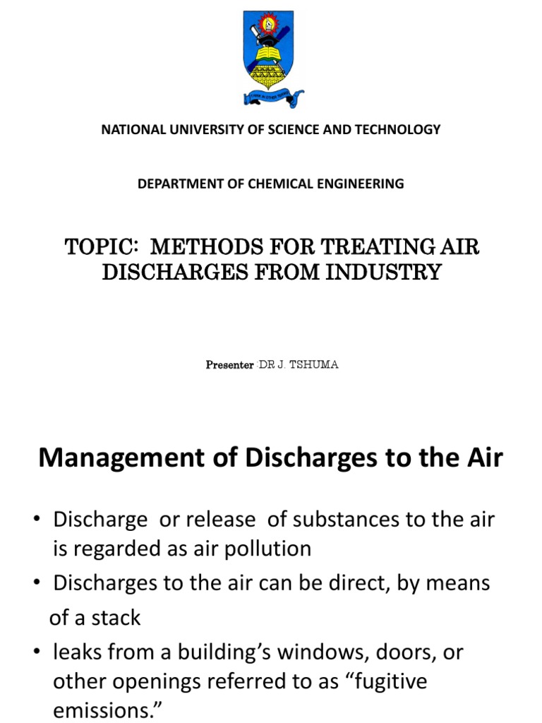 Topic: Methods For Treating Air Discharges From Industry: National ...