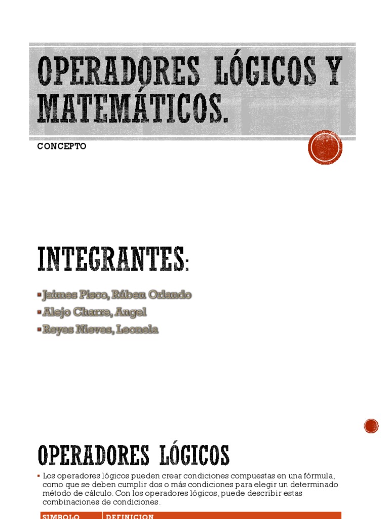 Operadores Lógicos y Matemáticos | PDF