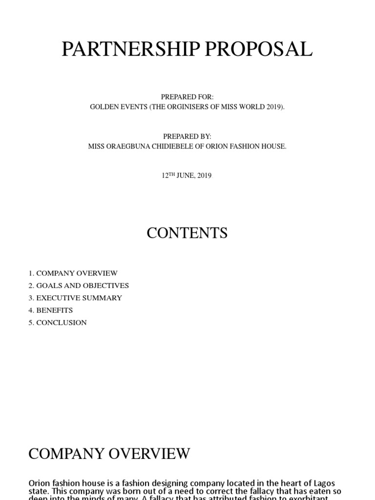 Partnership Proposal | PDF | Fashion | Clothing