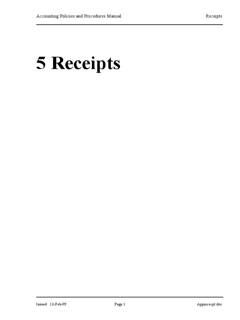 5 Receipts: Accounting Policies and Procedures Manual Receipts | PDF ...