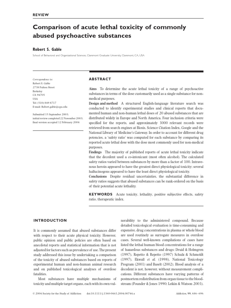 Comparison of Acute Lethal Toxicity of Commonly | PDF | Dose ...