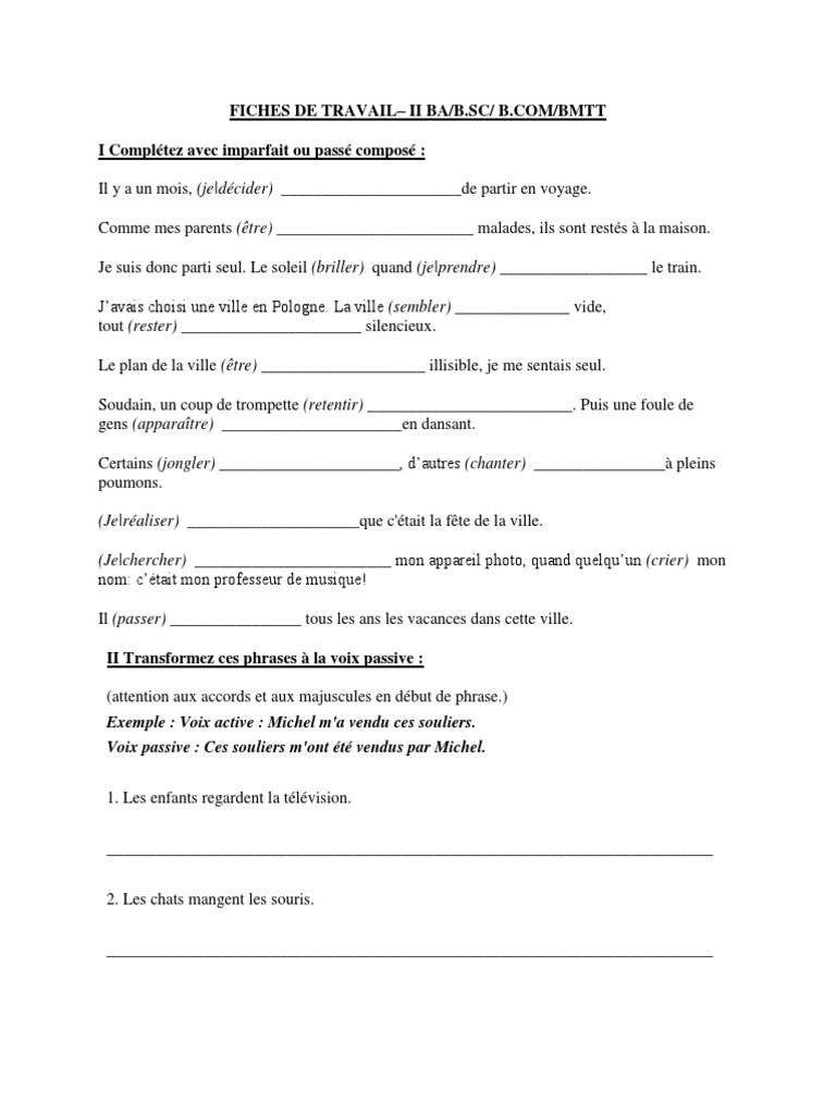 Grammar French A2 Worksheet | PDF