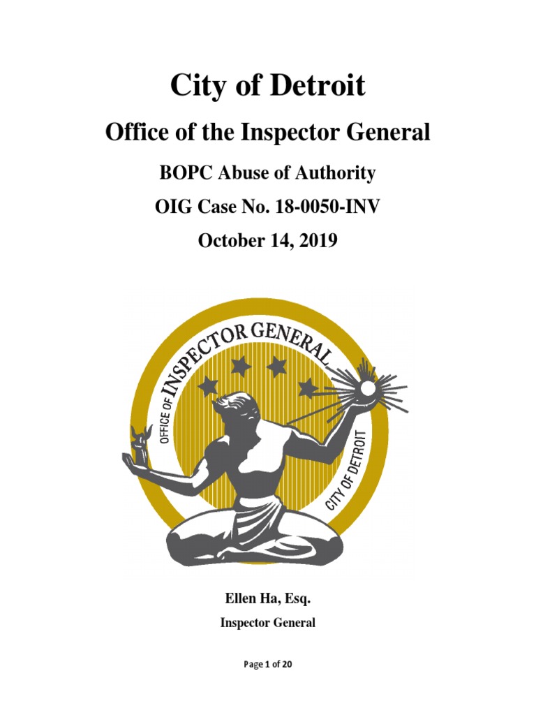 Detroit Inspector General Report On Board of Police Commissioners | PDF ...