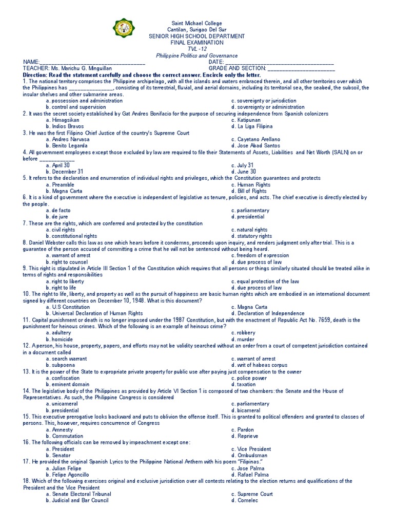 Direction: Read The Statement Carefully and Choose The Correct Answer ...