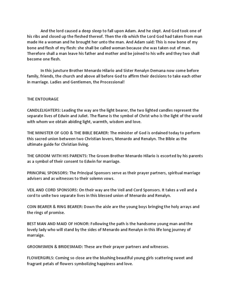 Wedding Script | PDF | Bridesmaid | Veil