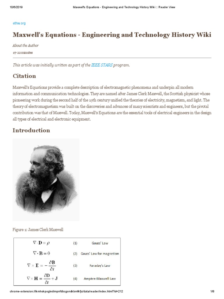 Maxwell's Equations - Engineering and Technology History Wiki | PDF ...