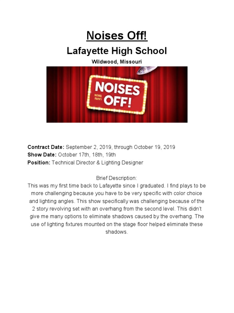 Noises Off Event Sheet | PDF
