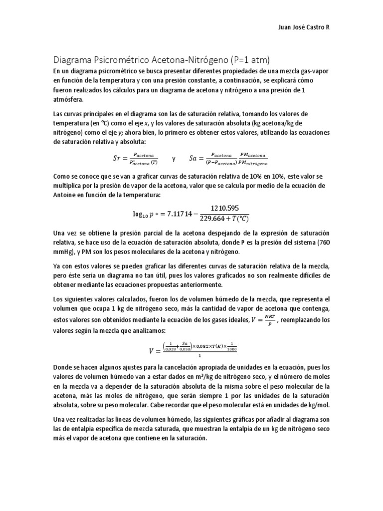 Diagrama Psicrométrico Acetona-Nitrógeno | PDF | Mole (Unidad ...