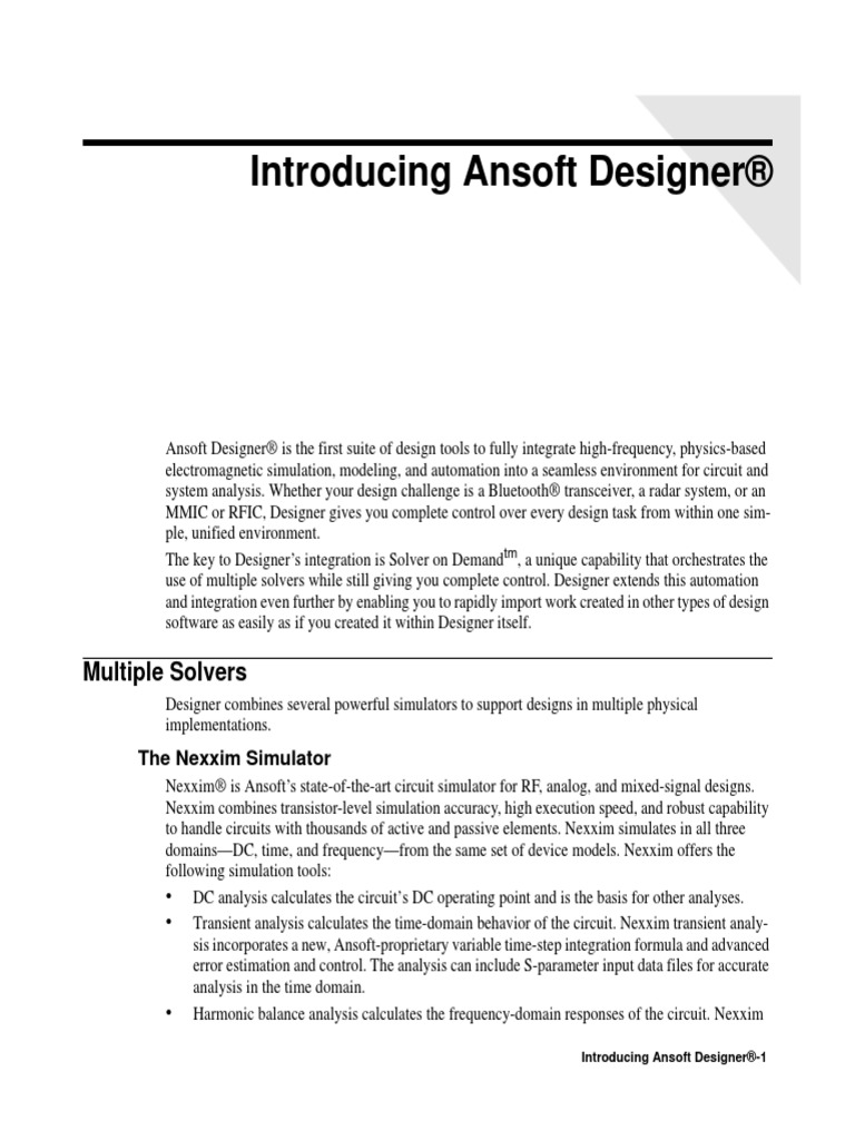Ansoft Designer Manual | PDF | Spice | Electrical Network
