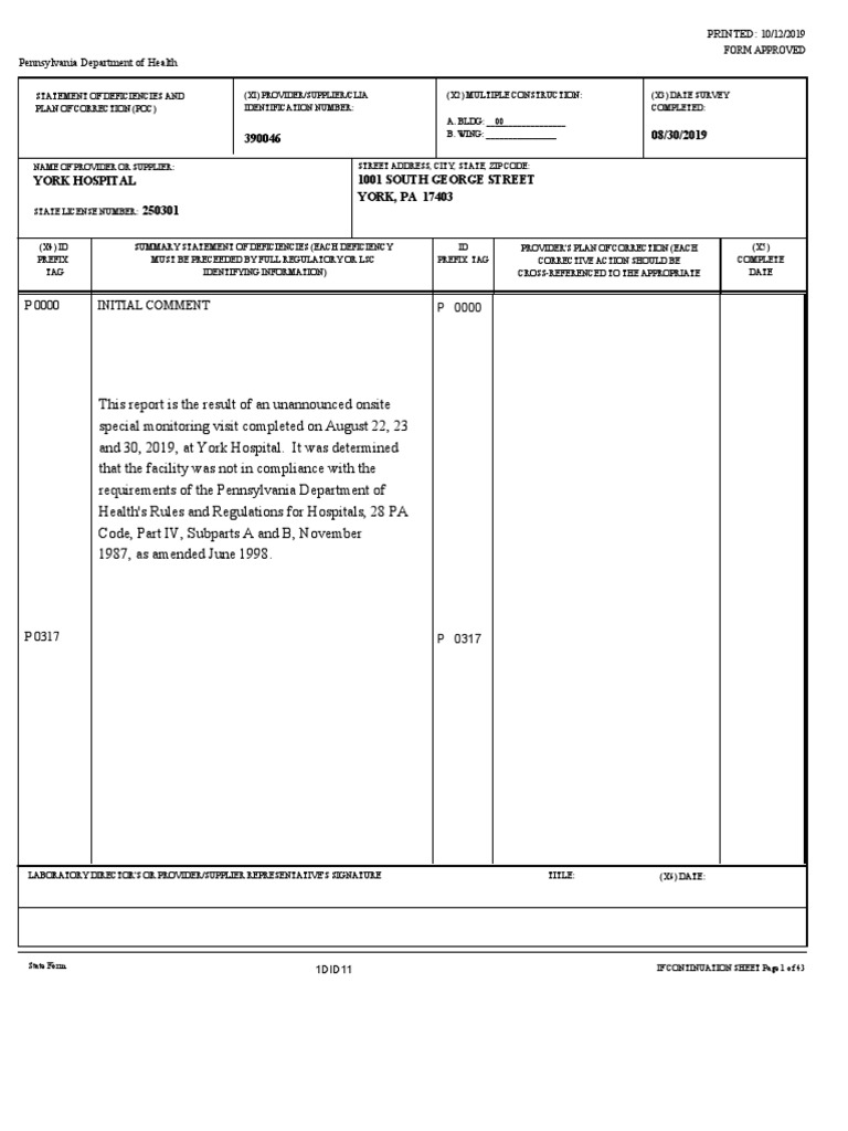 Dept. of Health Wellspan Death Report | PDF | Patient Safety | Patient