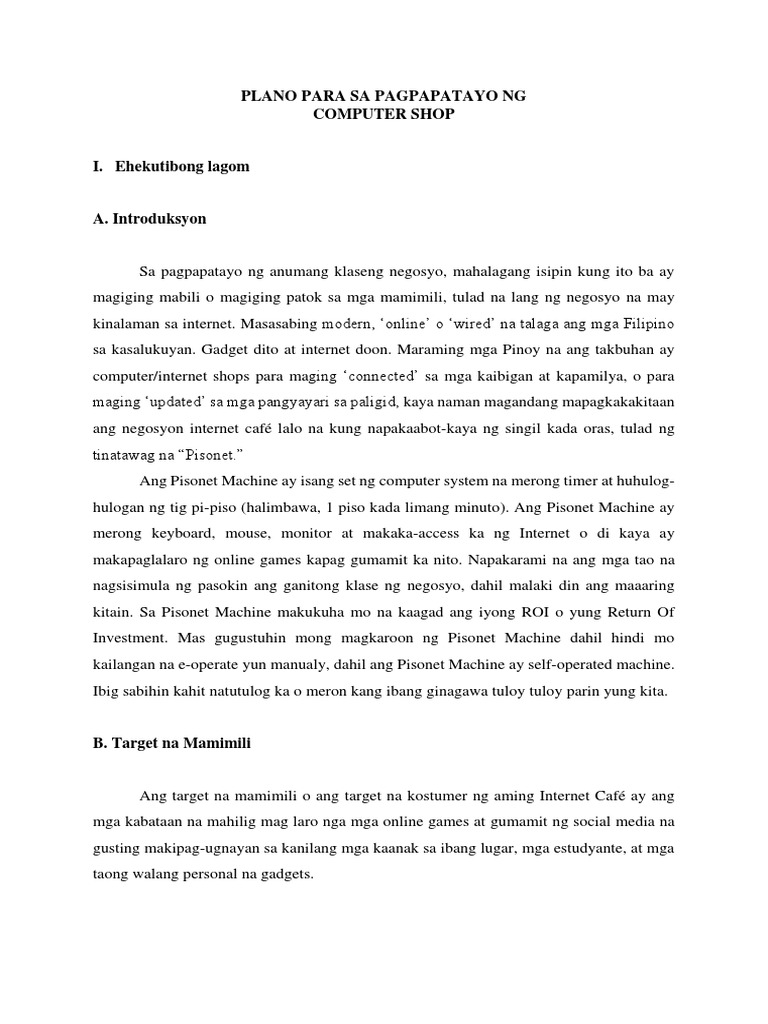 Pagpaplano para Sa Gagawing Business Plan | PDF